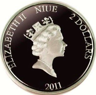 Niuean 1 Oz Silver 2 Dollars "Virgin Mary" 2011 KM# 692 | coinscatalog.NET