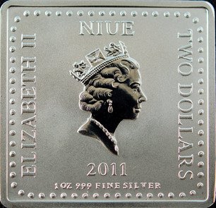 Niuean 1 Oz Silver Two Dollars "Nickelodeon's Sponge Bob. Gary" 2011 KM ...