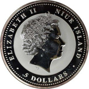 Niuean 5 Oz Silver 5 Dollars "Year of the Dog" 2006 KM# 295 ...