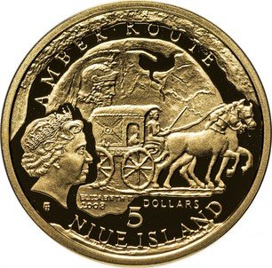 Niuean Gold 5 Dollars "Amber Route. Kaliningrad" 2008 KM# 191 ...