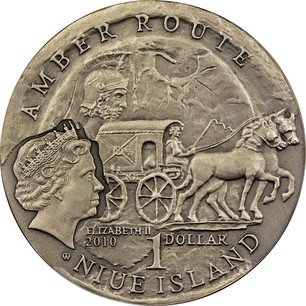 Niuean Silver 1 Dollar "Amber Route. Szombathely" 2010 KM# 398 ...