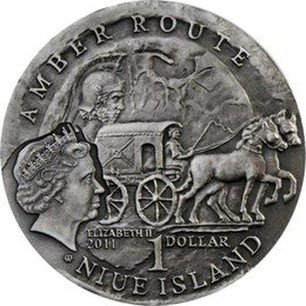 Niuean Silver 1 Dollar "Amber Route. Aquileia" 2011 KM# 586 ...