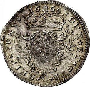 Italian Silver 2 Reals Genoa/ Republic Standard Coinage 1666 KM# 122 ...