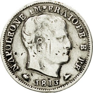 Italian Silver 5 Soldi "Napoleon I" 1808-1814 C# 5.1 | coinscatalog.NET