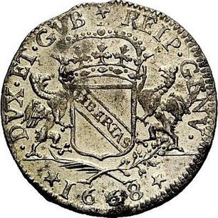 Italian Silver Giorgino "St. George. Genoa" 1668 KM# 128 | coinscatalog.NET
