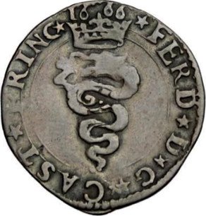 Italian Billon Soldo "Ferdinand I Gonzaga" 1666 KM# 64 | coinscatalog.NET