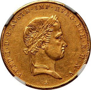 Italian Gold Sovrano "Ferdinand I" 1837-1848 C# 21.1 | coinscatalog.NET