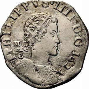 Italian Silver 1/2 Ducato "Filippo IV" 1622 KM# 50 | coinscatalog.NET