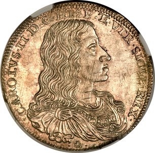 Italian Silver 1/2 Ducato "Carlo II" 1683-1684 KM# 108 | coinscatalog.NET