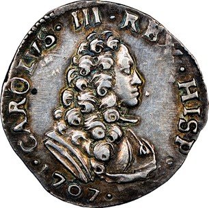 Italian Silver 1/8 Filippo "Carlo III. Milan" 1707 KM# 115 ...