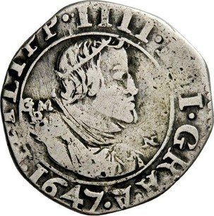 Italian Silver 3 Carlini "Philip IV" 1647 KM# 85 | coinscatalog.NET