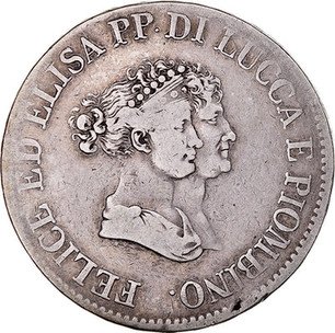 5 Franchi de Plata Italiana "Félix y Elisa" 1805-1808 KM# 24.2 ...