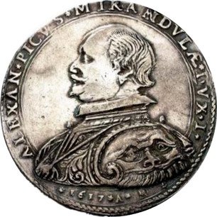 Итальянский серебряный дукатон "Алессандро I" 1617-1618 KM # 71 ...