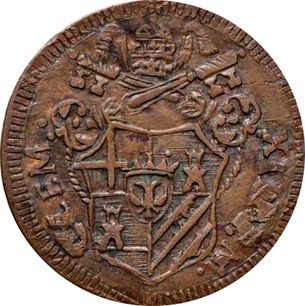 Italian 1/2 Baiocco "Clement XIII" 1759 KM# 158 | coinscatalog.NET