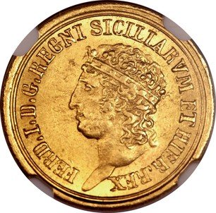 Italian Gold 3 Ducati "Ferdinando I" 1818 KM# 286 | coinscatalog.NET