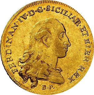 Italian Gold 6 Ducati "Ferdinando IV" 1783-1785 KM# 188 | coinscatalog.NET