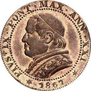 Italian Soldo "Pio IX" 1866-1867 KM# 1372.2 | coinscatalog.NET