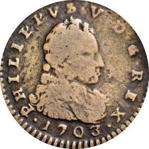 Italian Tornese "Philip V" 1703 KM# 128 | coinscatalog.NET