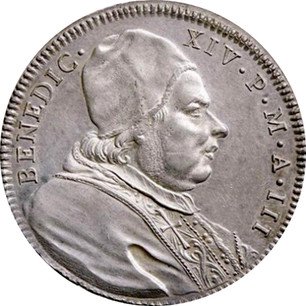 Italian Silver 1/2 Piastra "Benedict XIV" 1742 KM# 946 | coinscatalog.NET