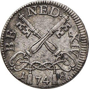 Italian Billon 2 Baiocchi (Muraiola) "Benedict XIV" 1746-1749 KM# 1159 ...