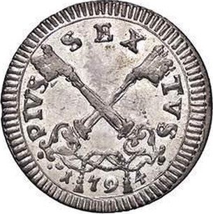 Italiano Billon 2 Baiocchi (Muraiola) "Pio VI" 1777-1796 KM# 1220 ...