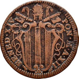 Italian Baiocco "Benedict XIV" 1752 KM# 1178 | coinscatalog.NET