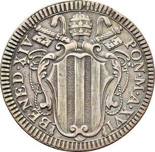 Italian Baiocco "Benedict XIV" 1751-1756 KM# 1175 | coinscatalog.NET