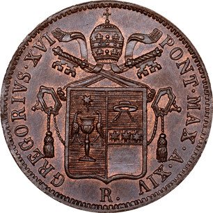 Italian Baiocco "Gregorio XVI" 1835-1845 KM# 1320 | coinscatalog.NET