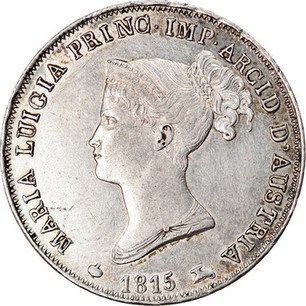 Italian Silver 1 Lira "Maria Luigia" 1815 C# 28 | coinscatalog.NET