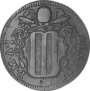 Italian Mezzo Baiocco "Benedict XIV" 1741 KM# 1157 | coinscatalog.NET