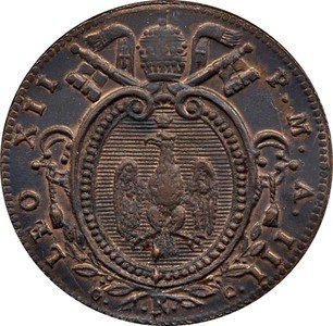 Italiano Mezzo Baiocco "Leo XII" 1825-1826 KM# 1296 | coinscatalog.NET