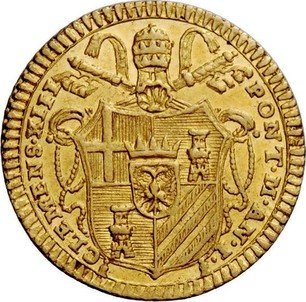 Italian Gold Mezzo Zecchino "Clement XIII" 1758-1767 KM# 982 ...