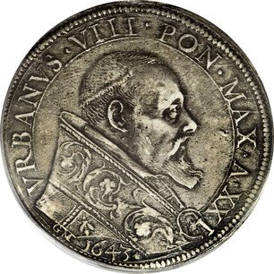 Piastra de Plata Italiana "Urbano VIII" 1643 KM# 205 | coinscatalog.NET