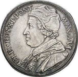 Italian Silver Piastra "Clemente XI" 1704 KM# 672 | coinscatalog.NET