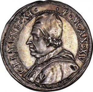 Italian Silver Piastra "Clemente XI" 1715 KM# 762 | coinscatalog.NET