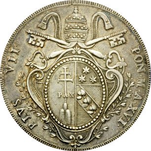 Italian Silver Scudo "Pius VII" 1815-1818 KM# 1275 | coinscatalog.NET