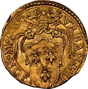 Italian Gold Scudo D'oro "Urban VIII" 1642-1643 KM# 203 | coinscatalog.NET