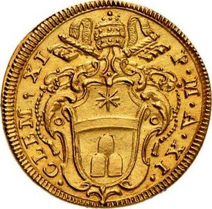 Italian Gold Scudo D'oro "Clement XI" 1711 KM# 744 | coinscatalog.NET