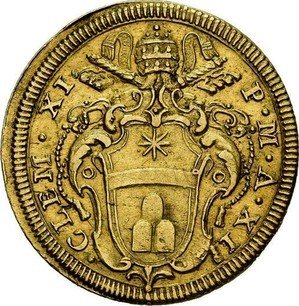 Italian Gold Scudo D'oro "Clement XI" 1712 KM# 749 | coinscatalog.NET