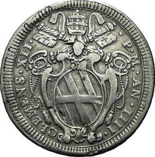 Italian Silver Testone "Clement XII" 1734 KM# 852 | coinscatalog.NET