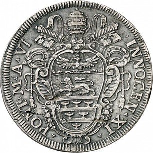 Italian Silver Testone "Innocent XI" 1681 KM# 424 | coinscatalog.NET
