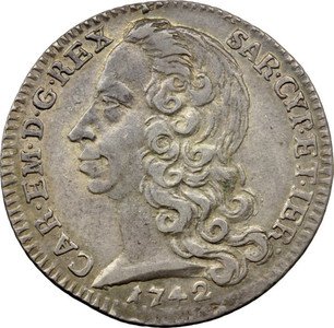 Italian Silver 20 Soldo (Lira) "Carlo Emanuele III. Sardinia" 1742-1748 ...