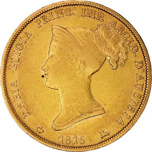 Italian Gold 40 Lire "Maria Luigia" 1815-1821 C# 32 | coinscatalog.NET