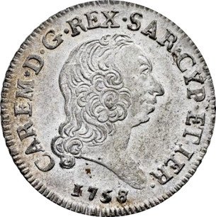 Italian Billon 7.6 Soldo "Carlo Emanuele III" 1755-1758 KM# 44 ...