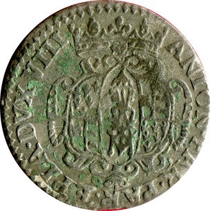 Italian Billon Lira "Antonio Farnese" 1727 KM# 8 | coinscatalog.NET