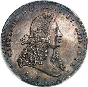 Italian Silver Oncia "Carlo III" 1732 KM# 131 | coinscatalog.NET