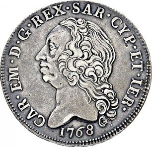 Italian Silver Scudo "Carlo Emanuele III" 1768-1769 KM# 60 ...