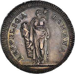 Italian Silver Scudo "Standing Figure with Fasces" 1799 KM# 11 ...