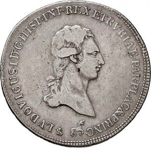 Italian Silver Francescone "Louis I" 1801-1802 C# 42.1 | coinscatalog.NET
