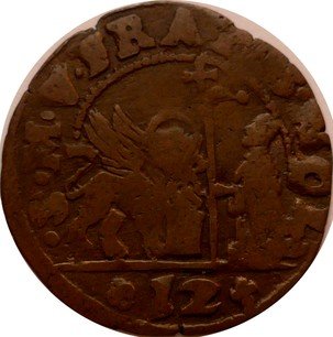 Italian Billon Soldo "Francesco Molin" 1646-1655 KM# 202 | coinscatalog.NET